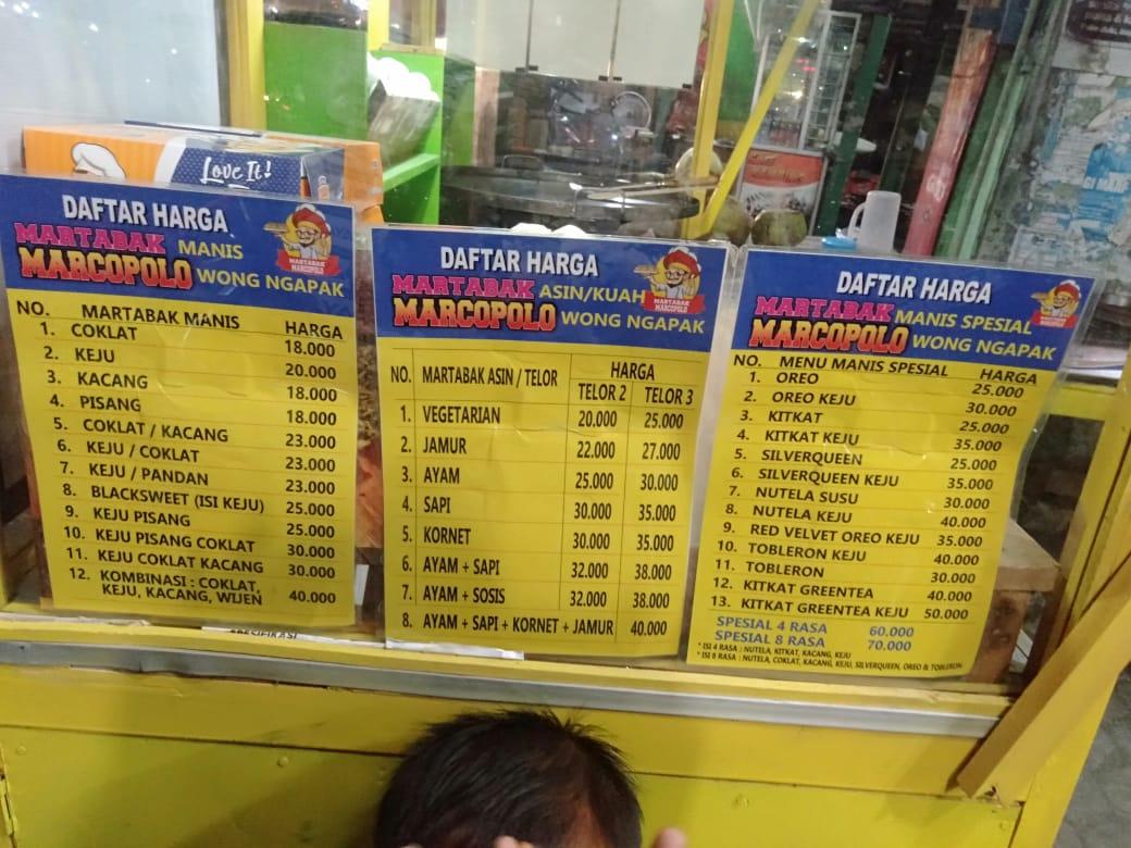 Carta del restaurante MARTABAK MANIS & TELUR MARCOPOLO, Balecatur