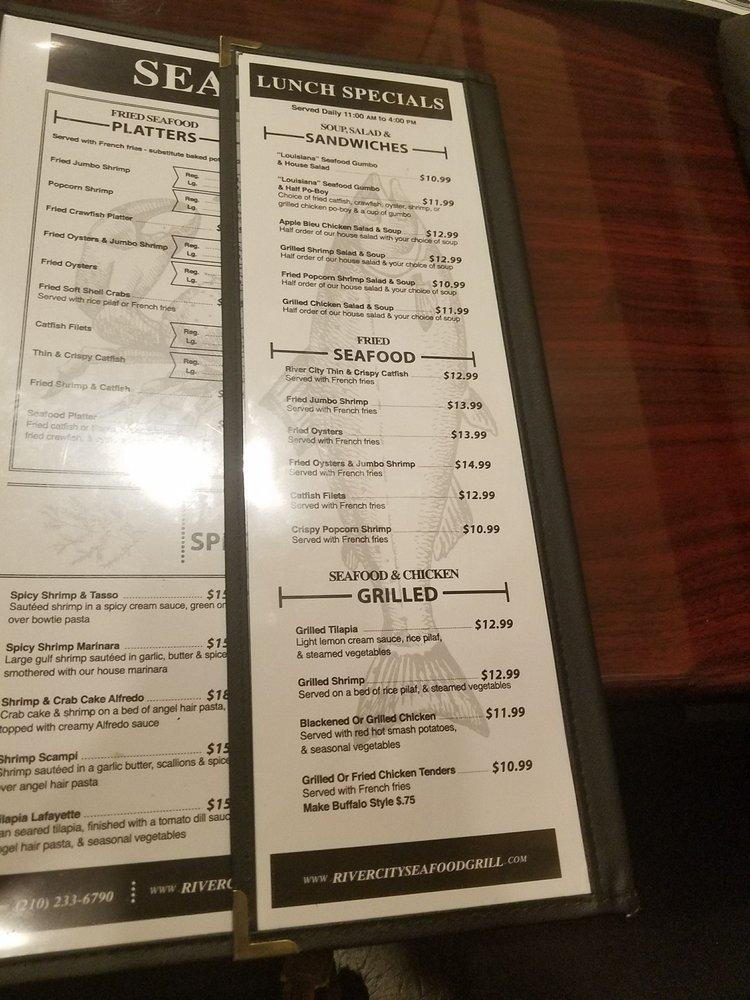 Menu at River City Seafood and Grill steakhouse, San Antonio