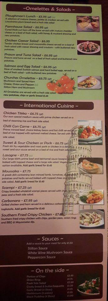 Menu at Churches Restaurant, Boston