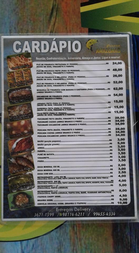 Menu em Peixaria Amazonas restaurante, Manaus, Avenida Ajuricaba