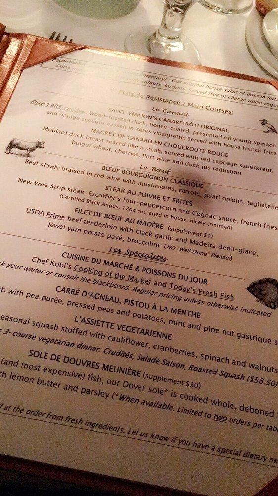 Menu at Saint-Emilion Restaurant, Fort Worth