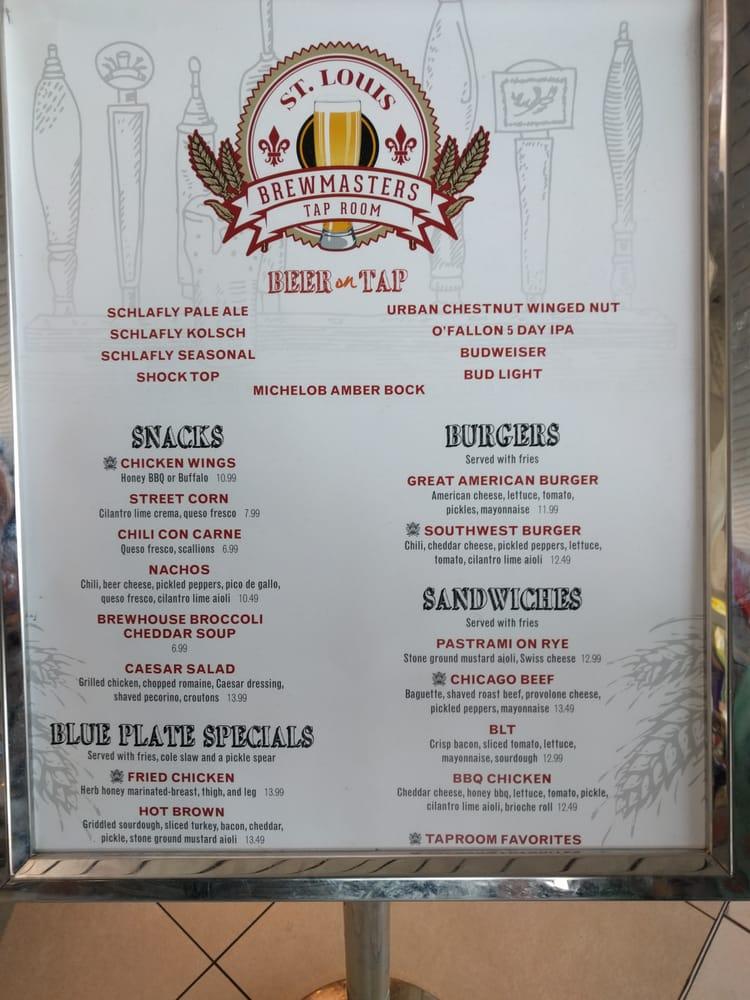 Menu at St. Louis Brewmasters Tap Room pub & bar, St. Louis, St. Louis ...
