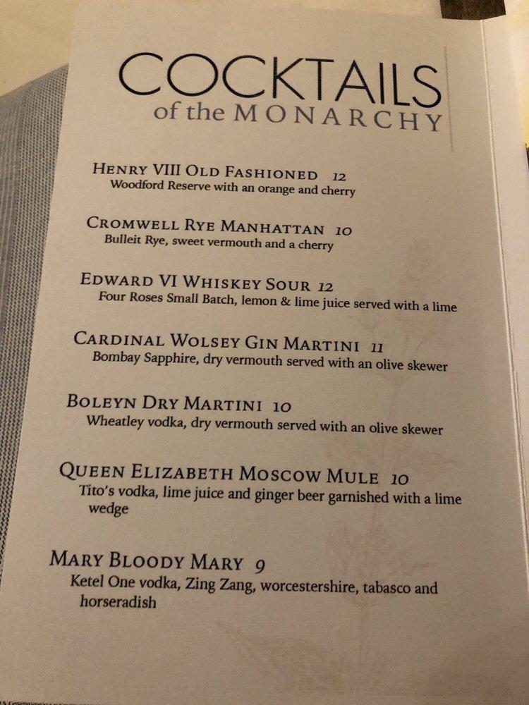 Menu at The Kentucky Castle restaurant, USA