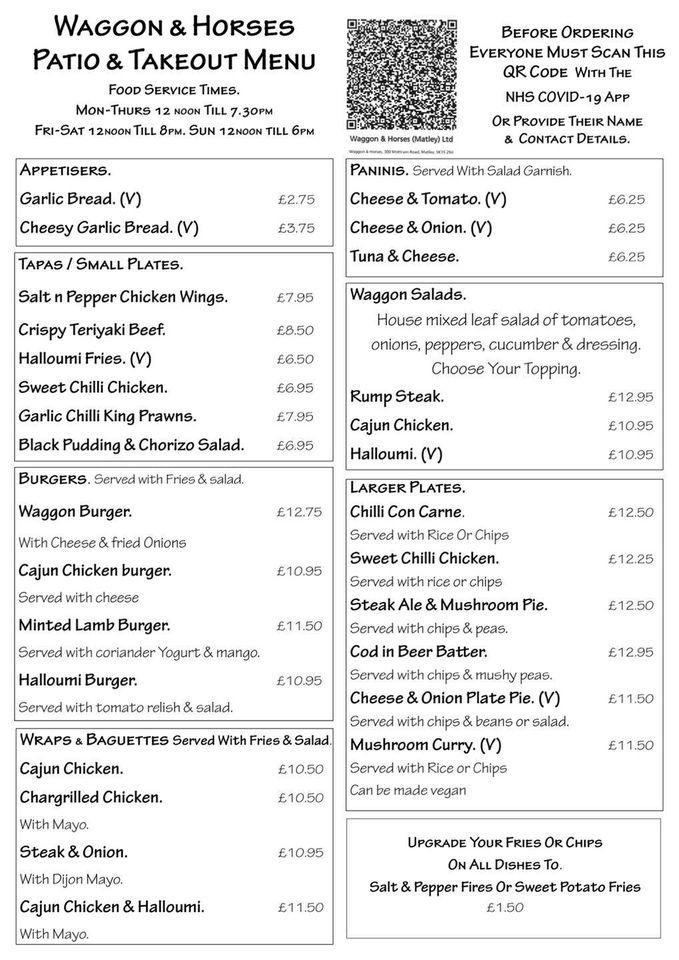 Menu at Waggon & Horses pub & bar, Stalybridge, 300 Mottram Rd