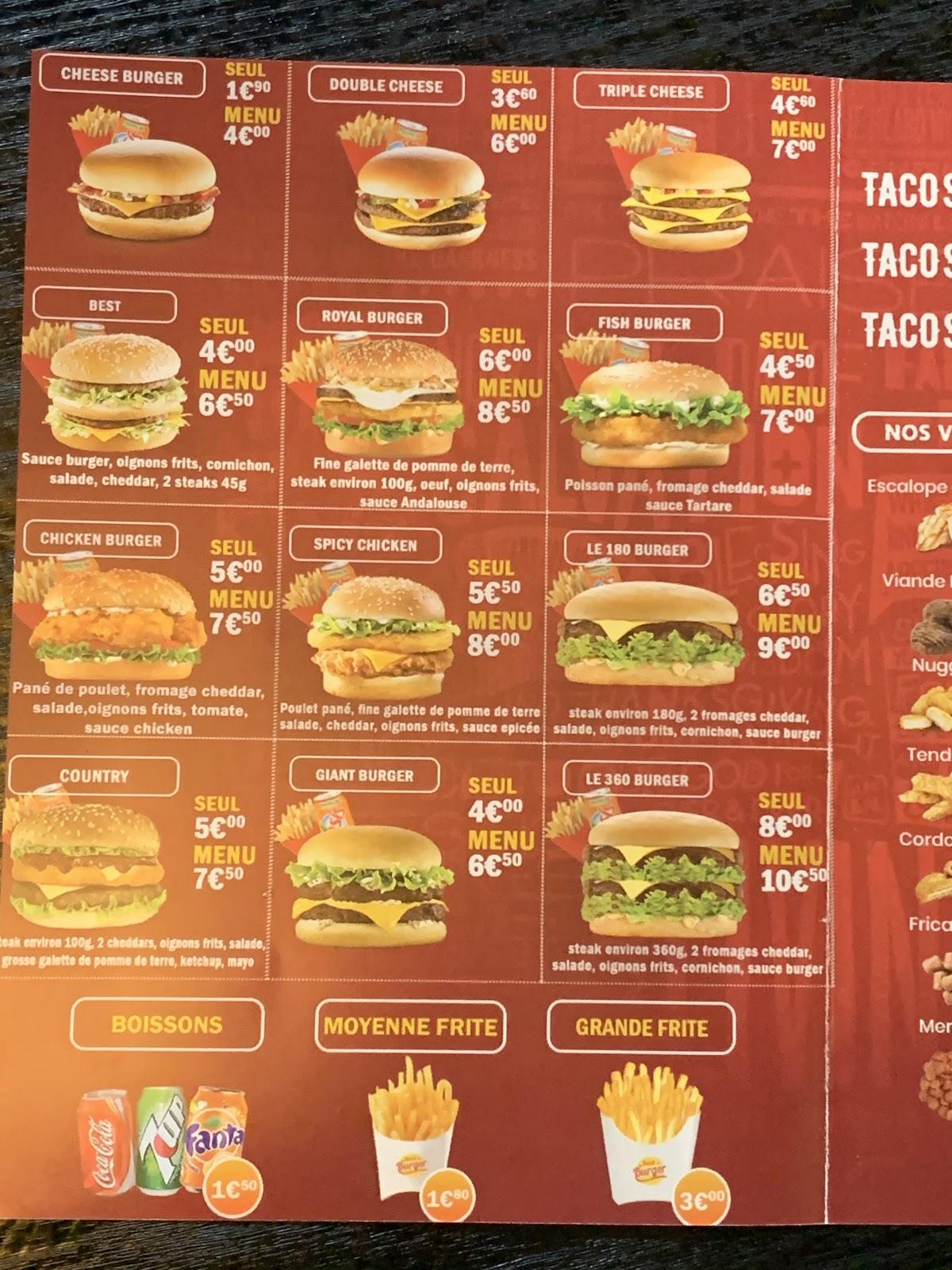 Menu at Best burger restaurant, Saint-Amand-les-Eaux