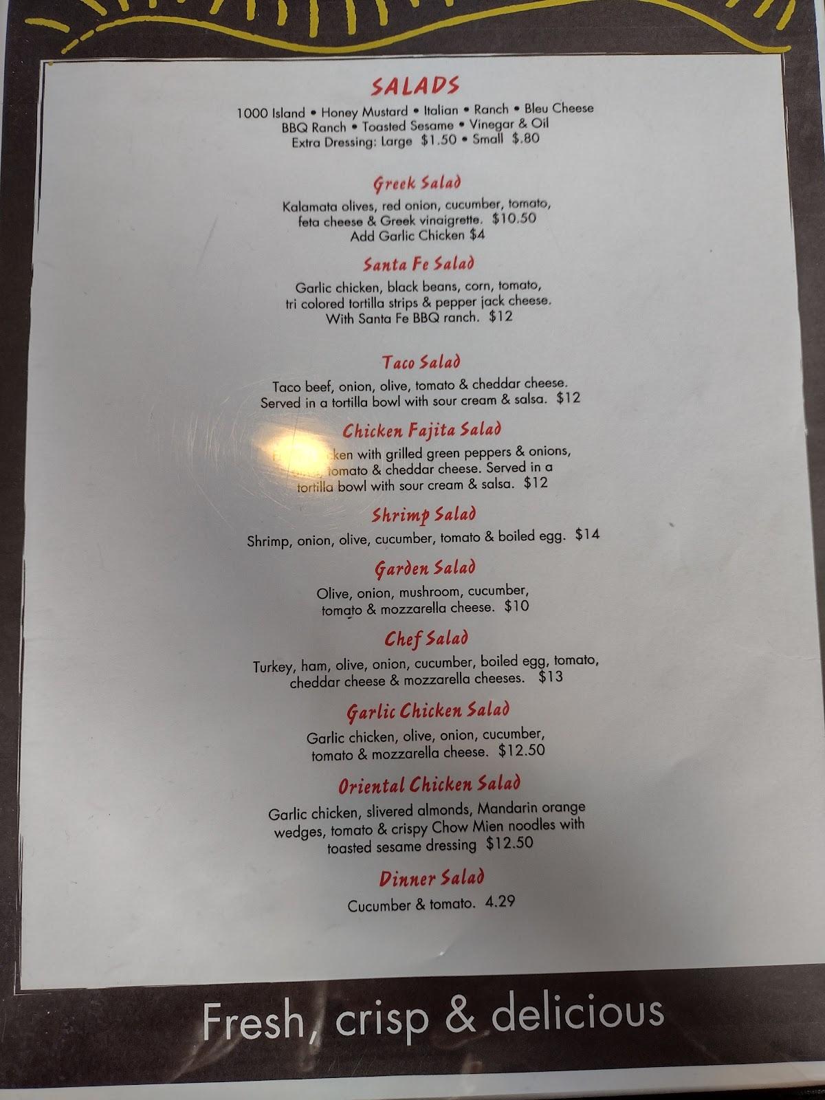 Menu at C&C Classic Diner restaurant, Raymond