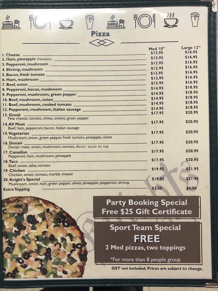 Menu at Knights Pub & Grill and LIQUOR OFF SALE, Edmonton