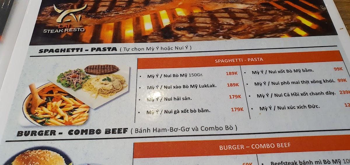 Menu at LAI Steak Resto restaurant, Ho Chi Minh City, 58 Đ. Lê Thúc Hoạch