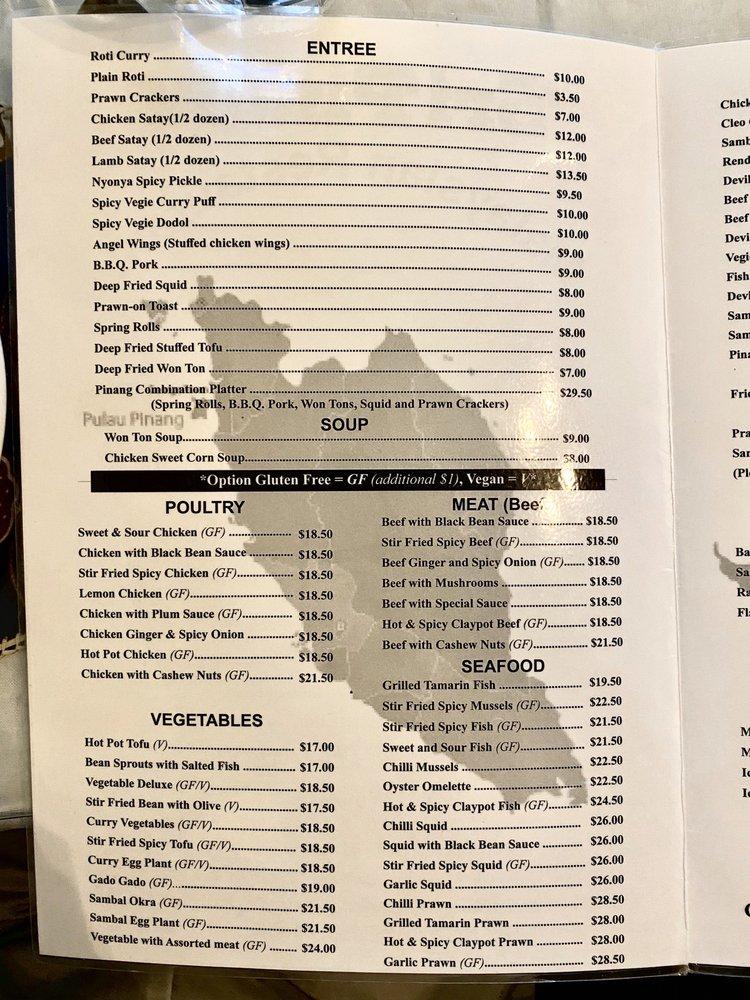 Menu at Sri Pinang desserts, Auckland