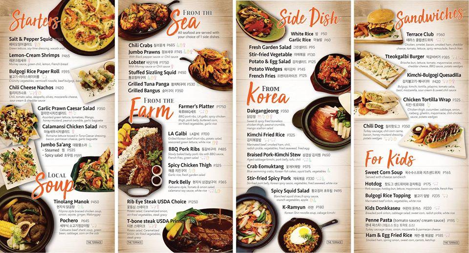 Menu at The Terrace Restaurant & Bar, Lapu-Lapu City
