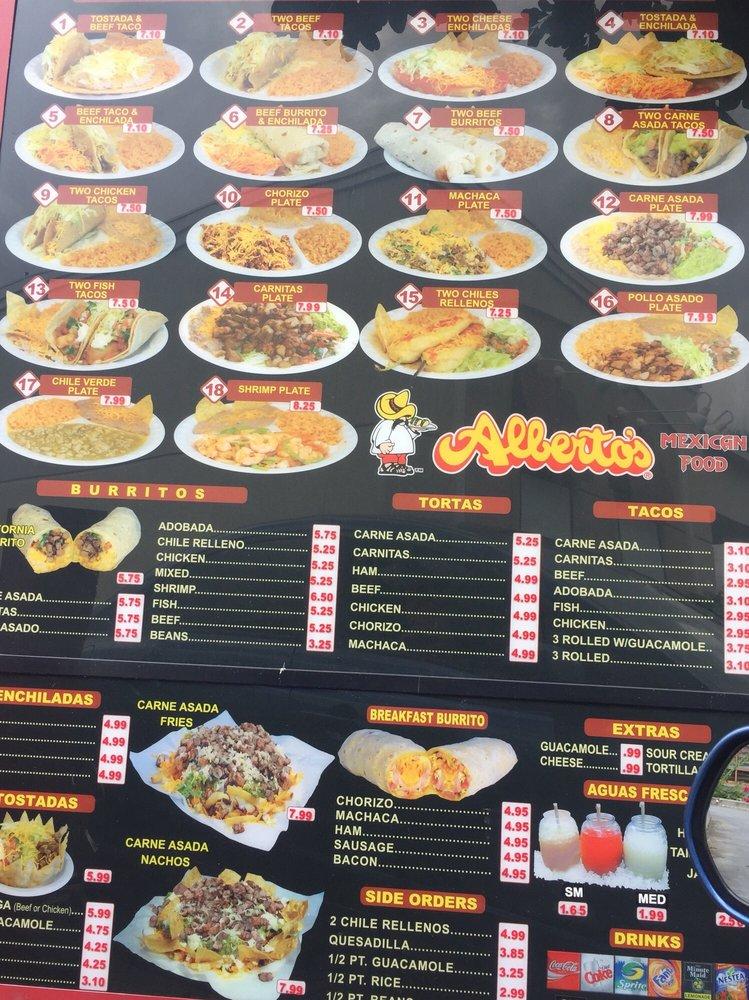 Menu at Alberto's Mexican Food restaurant, Riverside, Magnolia Ave #4980