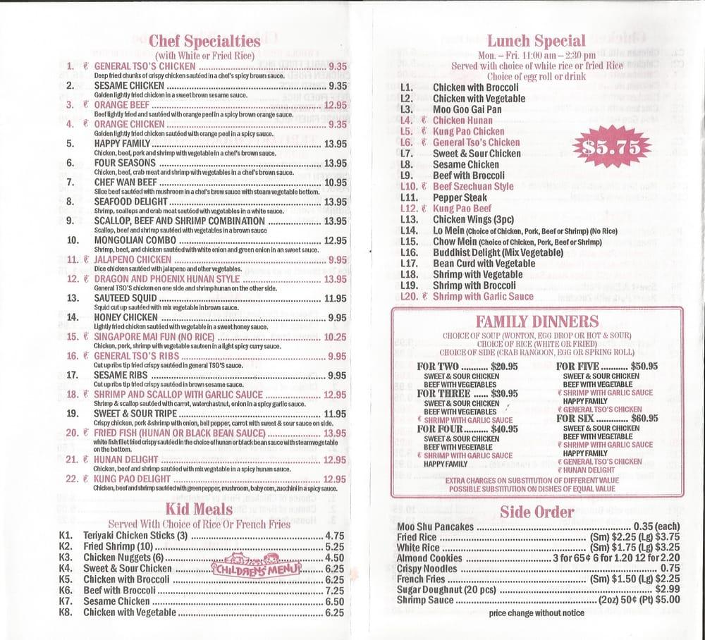 Menu at Chef Wan restaurant, Savannah