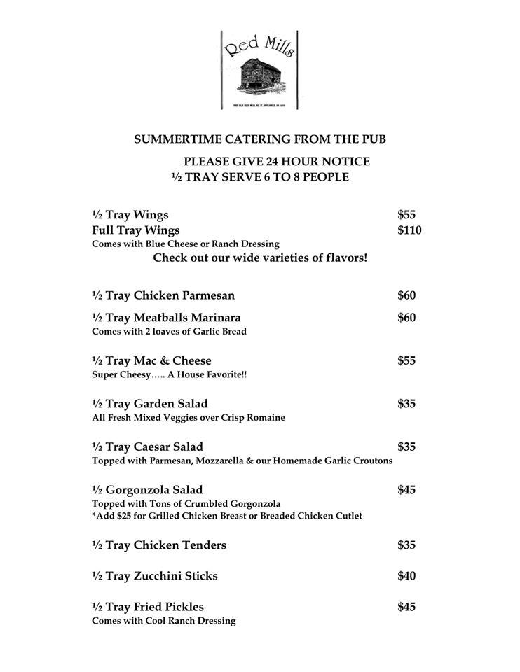 Menu at Red Mills Pub, Mahopac, 575 NY-6N