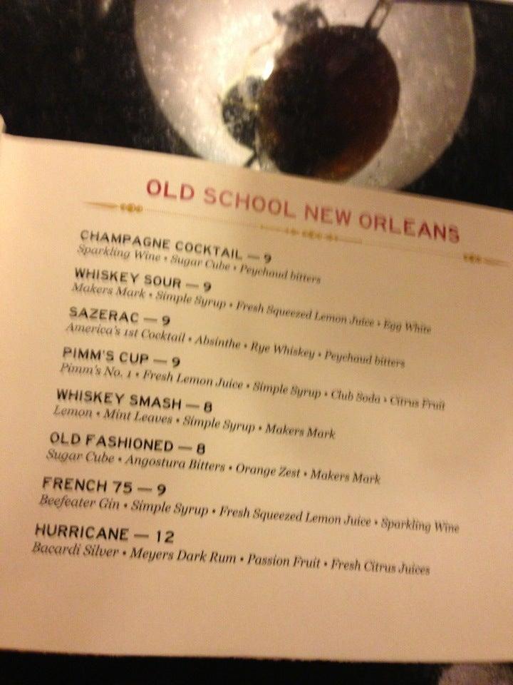 Menu at Table 100 restaurant, Flowood
