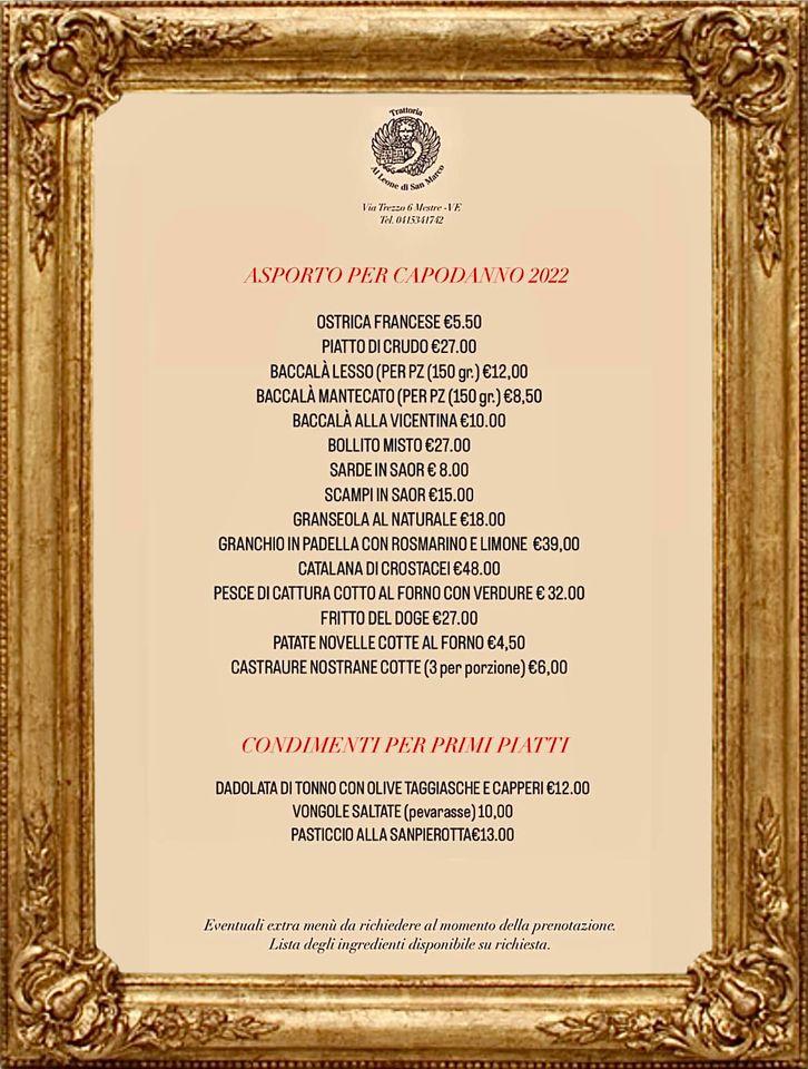 Menu da Al Leone di San Marco ristorante, Venezia