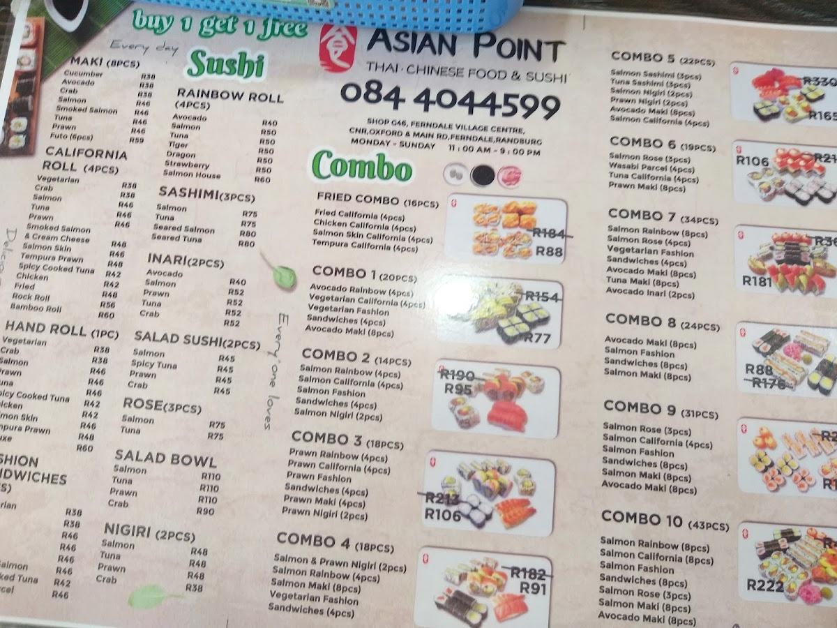 Menu at Asian Point Ferndale restaurant, Randburg