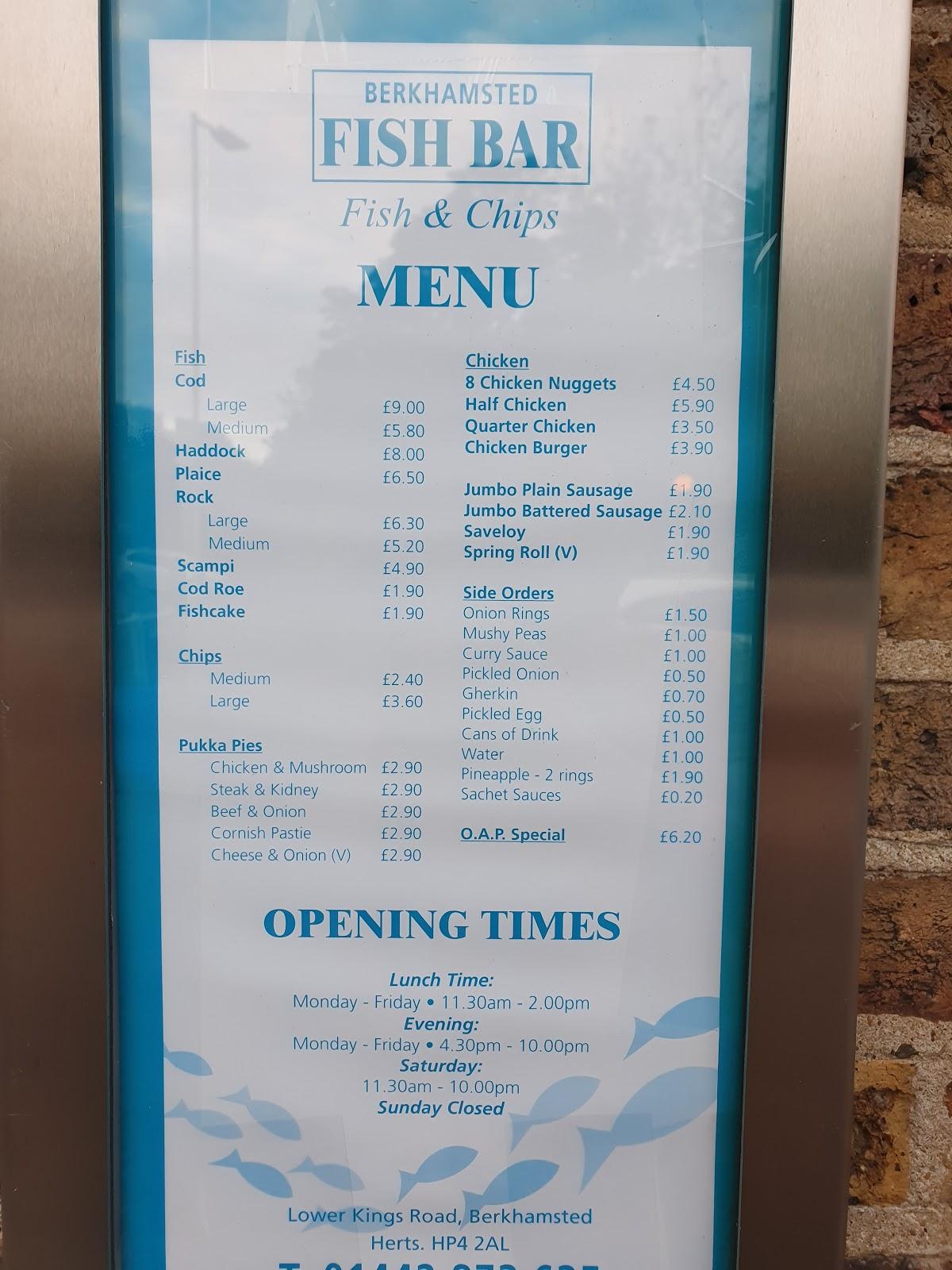 Menu at Berkhamsted Fish Bar, Berkhamsted