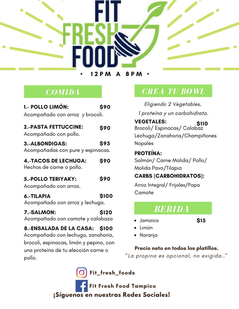 Menu at Fit Fresh Food Tampico restaurant, Ciudad Madero