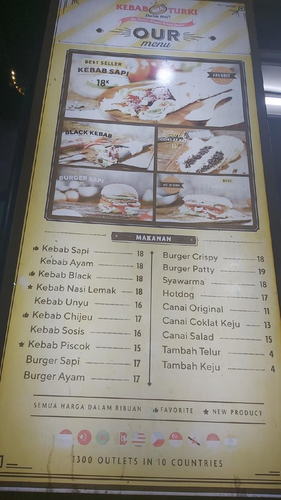 Menu at Kebab Turki Baba Rafi - Porong, Indonesia, Jl. Bhayangkari No.168