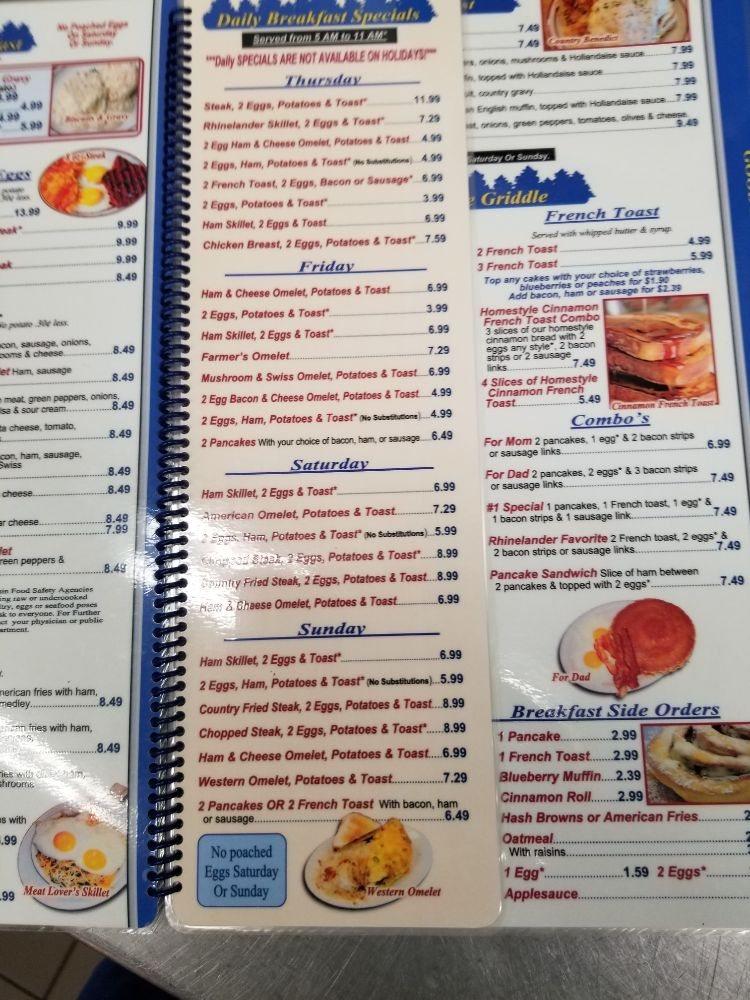 Menu at Rhinelander Family Restaurant, Rhinelander