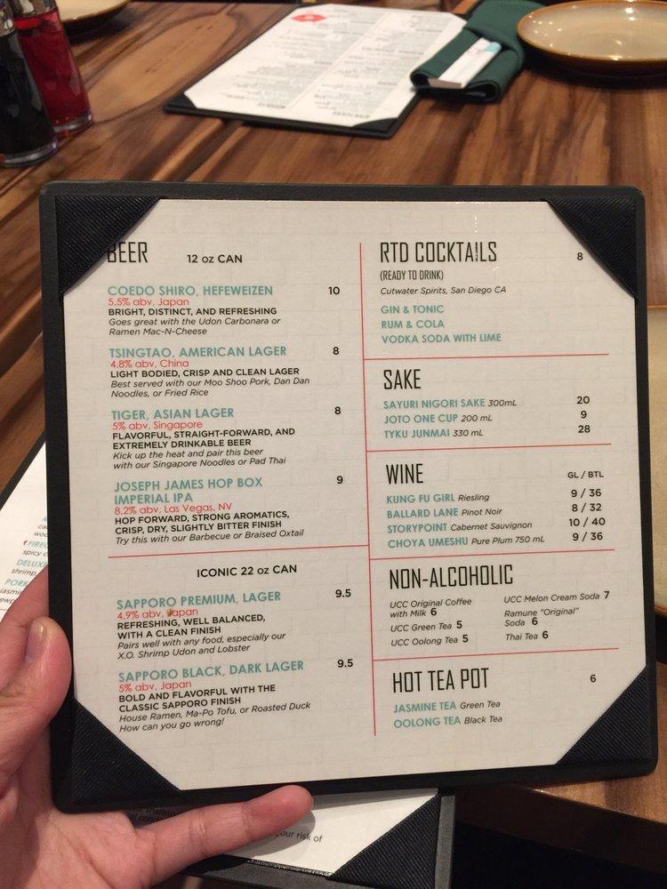 Menu at Send Noodles restaurant, Las Vegas, W Flamingo Rd