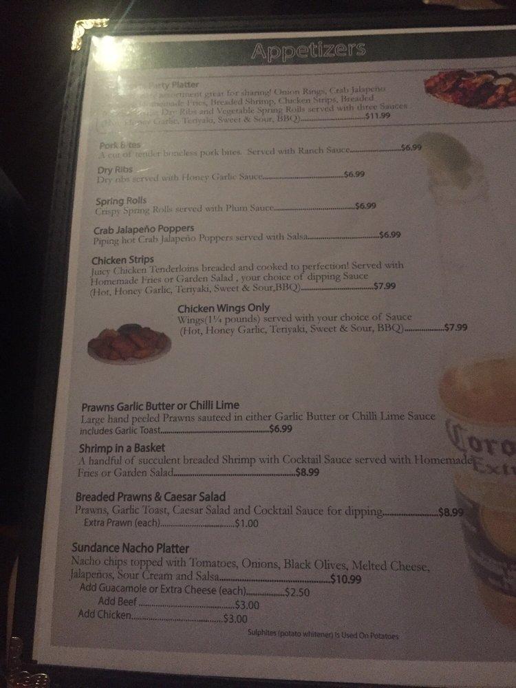 Menu at Sundance Pub and Inn, Delta