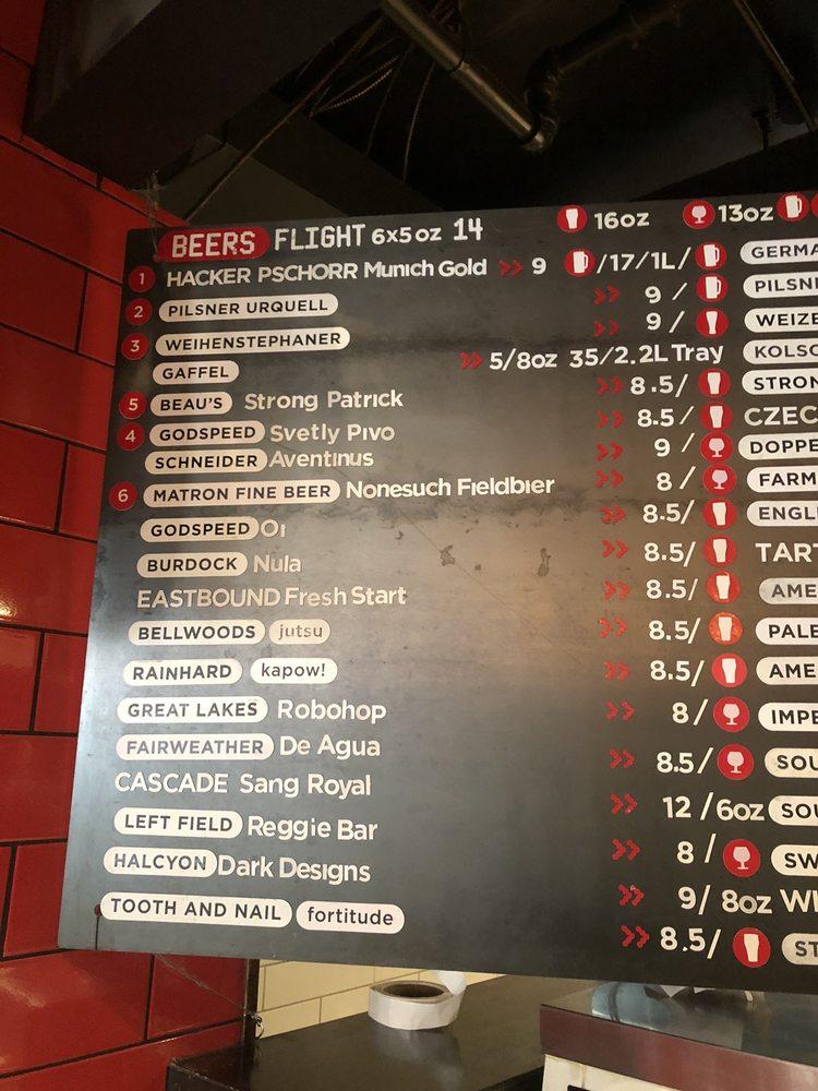 Menu at WVRST pub & bar, Toronto, 609 King St W