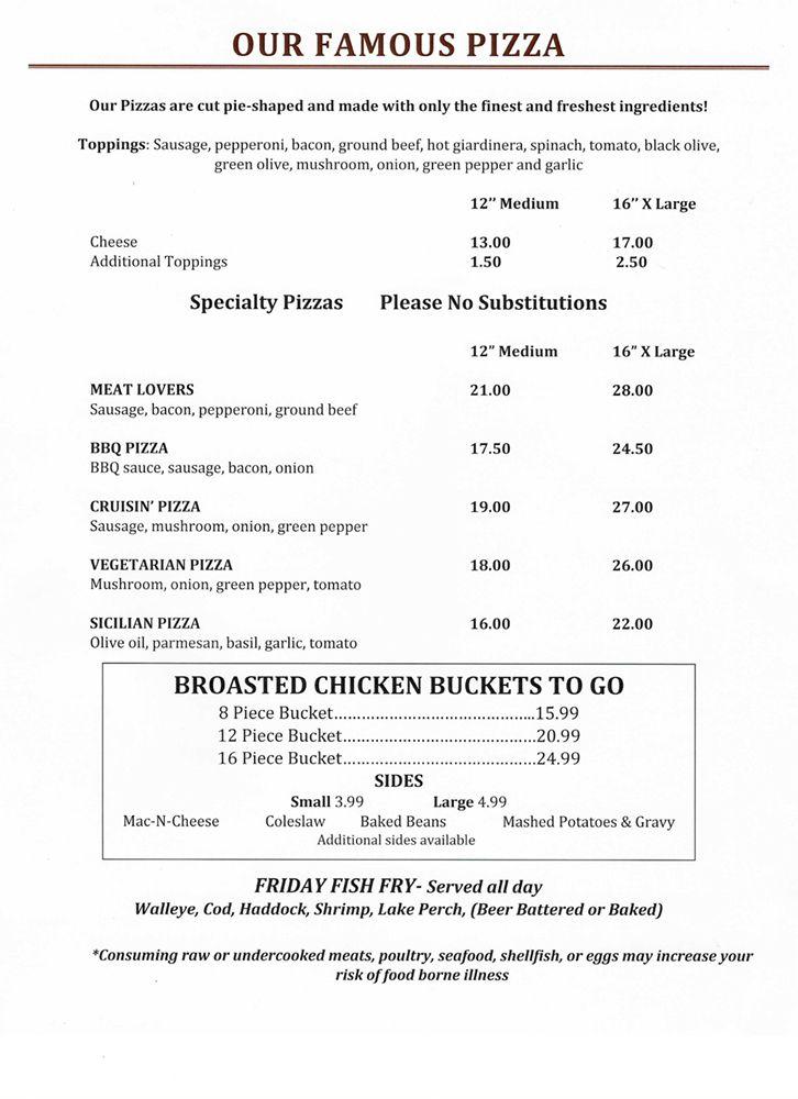Menu at Cruisin Gilbert’s pub & bar, Gilberts