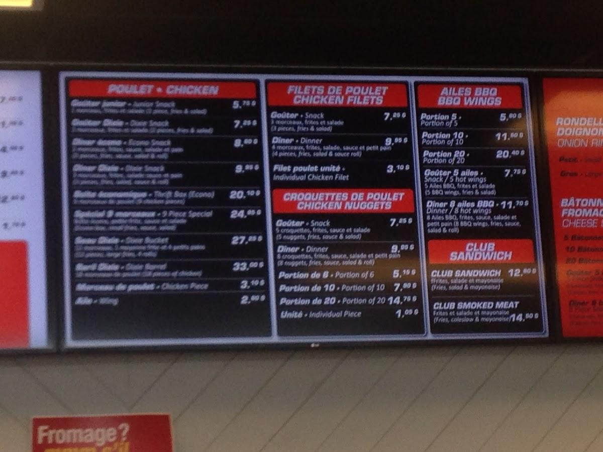 Menu at Dixie Lee pizzeria, Port-Cartier