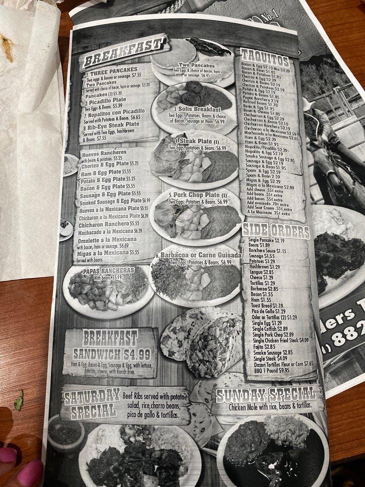 Menu at Hermanos Solis Restaurant #1, Corpus Christi, Baldwin Blvd