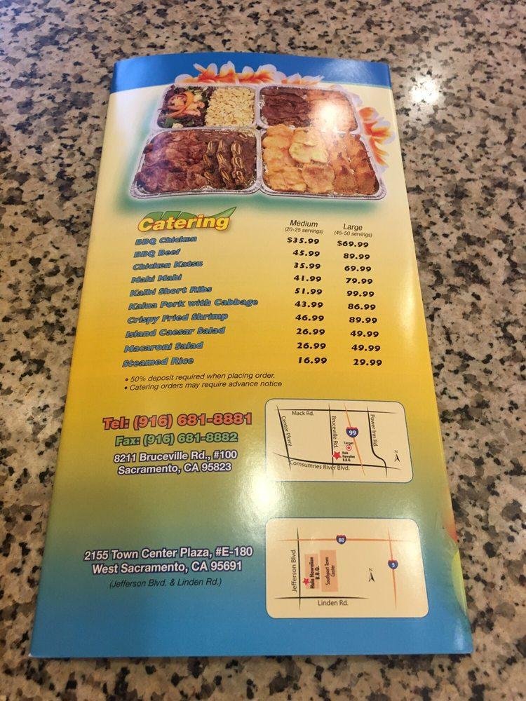 Menu at Honu Hawaiian BBQ, Sacramento