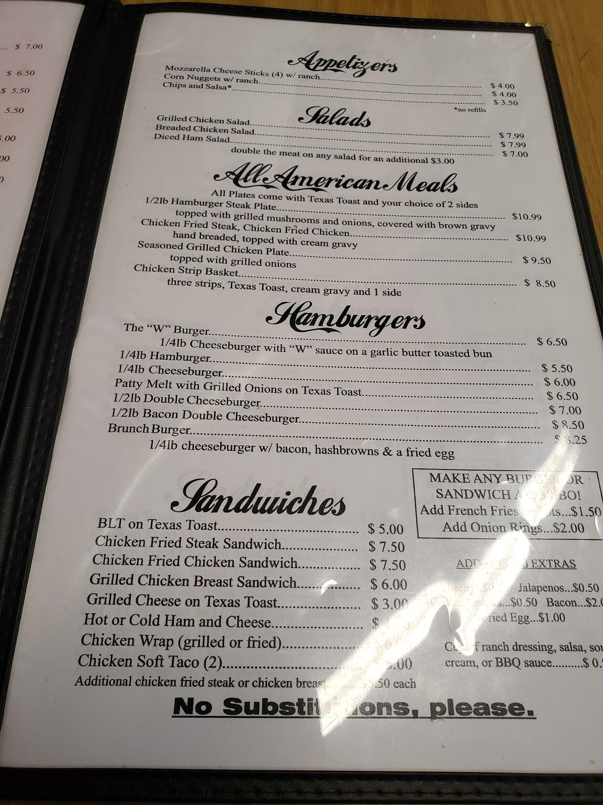 Menu at Watkins cafe, Nevada