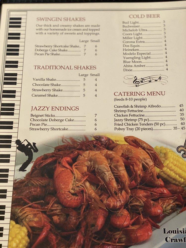 Menu at Jazzy Pete's Poboys restaurant, Slidell