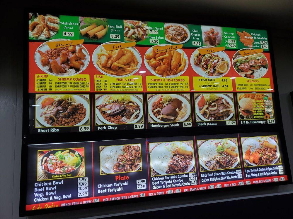 Menu at Johnny's Shrimp Boat restaurant, Whittier