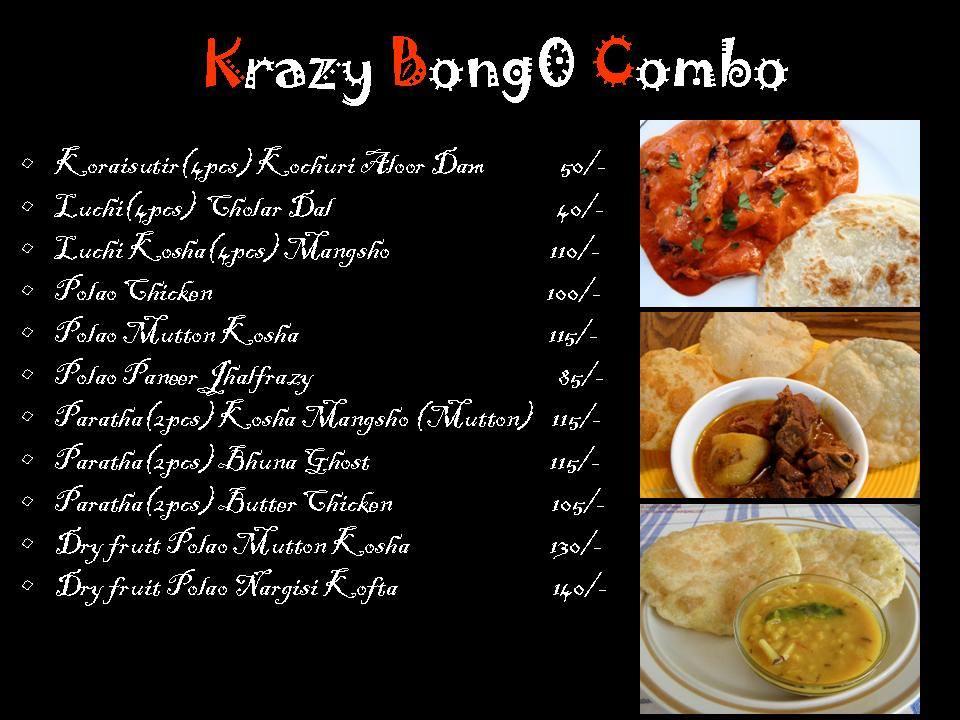 Menu at Krazy Bong- Celebrating the spirit of foodholic Kolkata, Kolkata