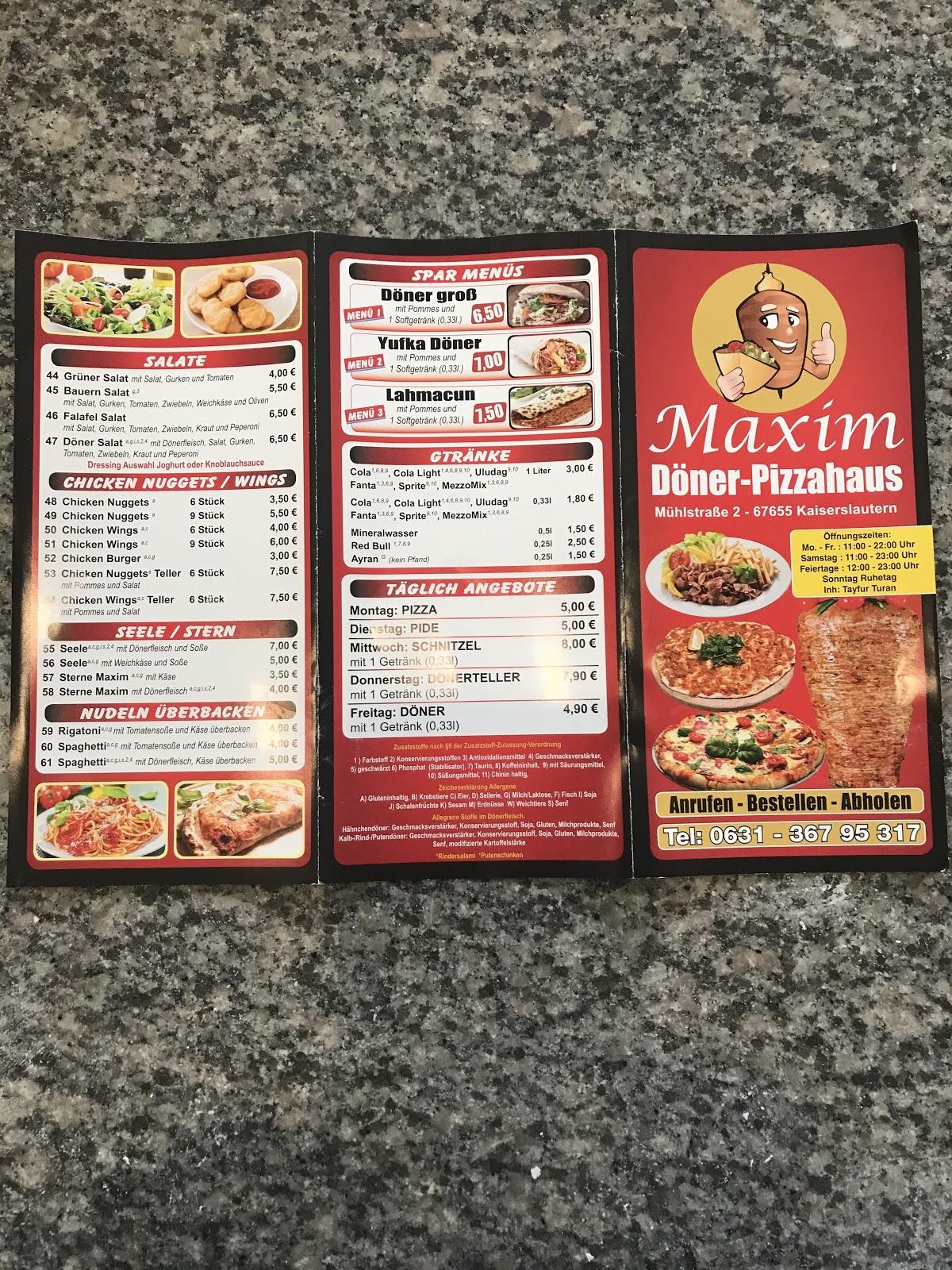 Speisekarte von Maxim Döner restaurant, Kaiserslautern