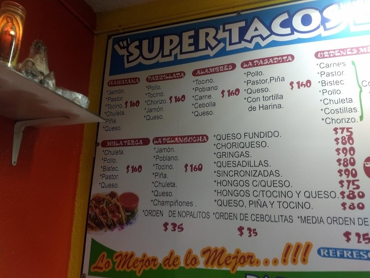 Menu at Super Tacos La Gringa restaurant, Ciudad López Mateos