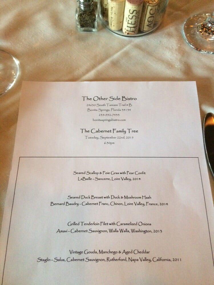 Menu at The Other Side Bistro restaurant, Bonita Springs