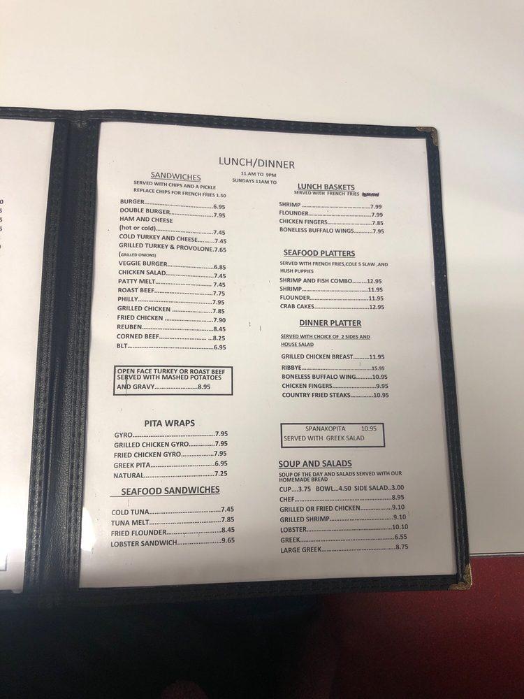 Menu at Colee's restaurant, Palatka