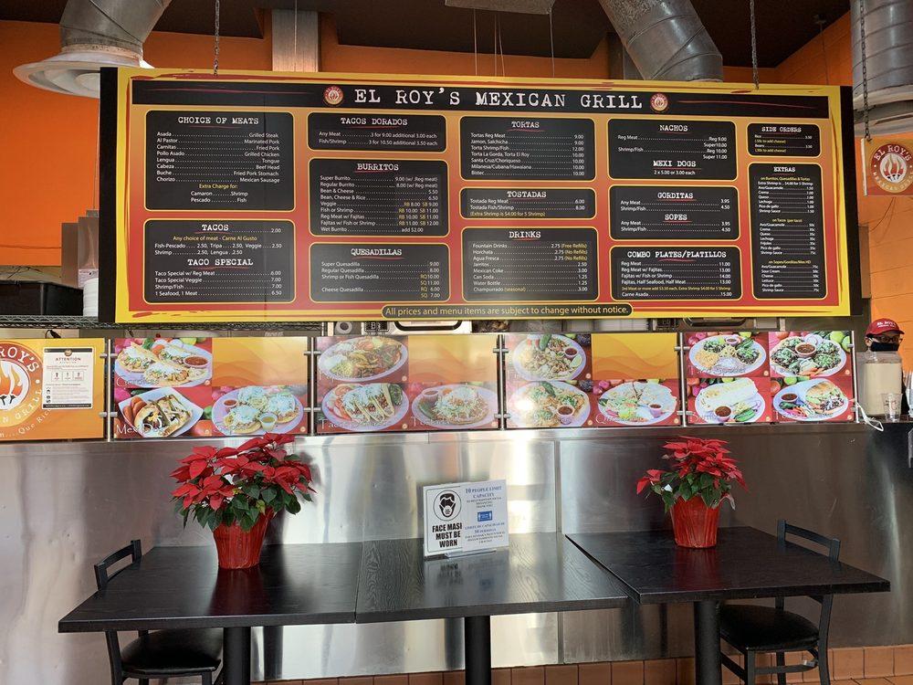 Menu at El Roy's Mexican Grill restaurant, Petaluma, 210 Edith St
