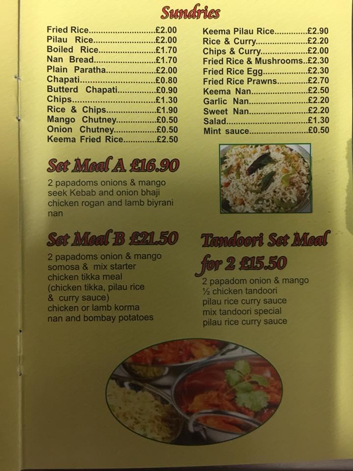 Menu at Hurst Cross Tandoori fast food, Ashton-under-Lyne
