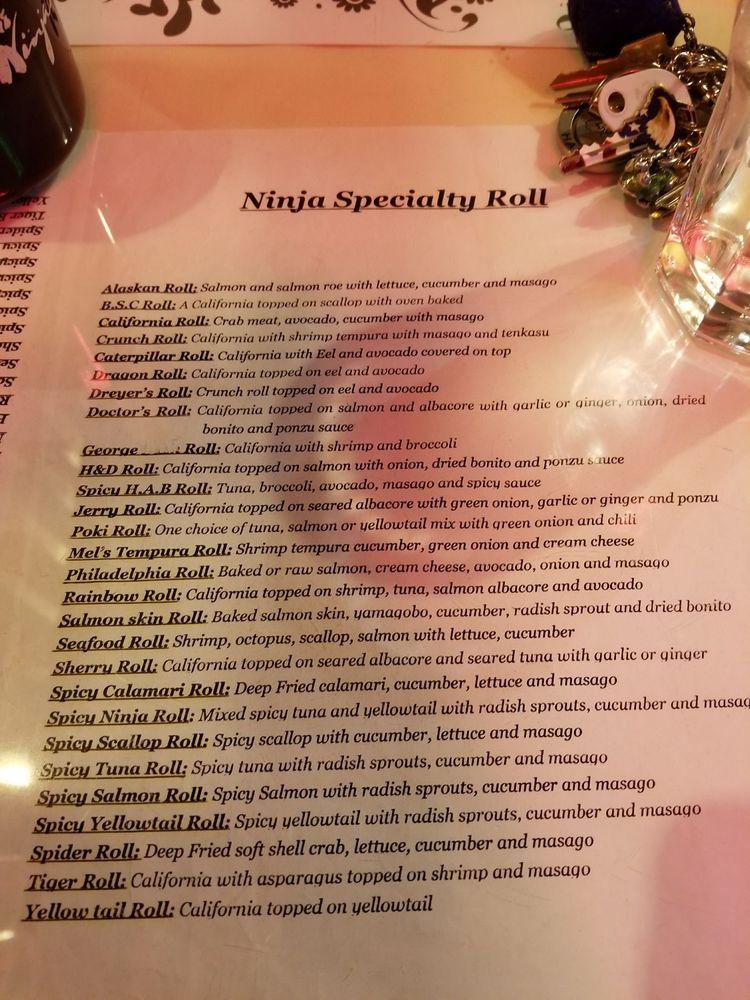 Menu at Ninja Sushi restaurant, Walnut