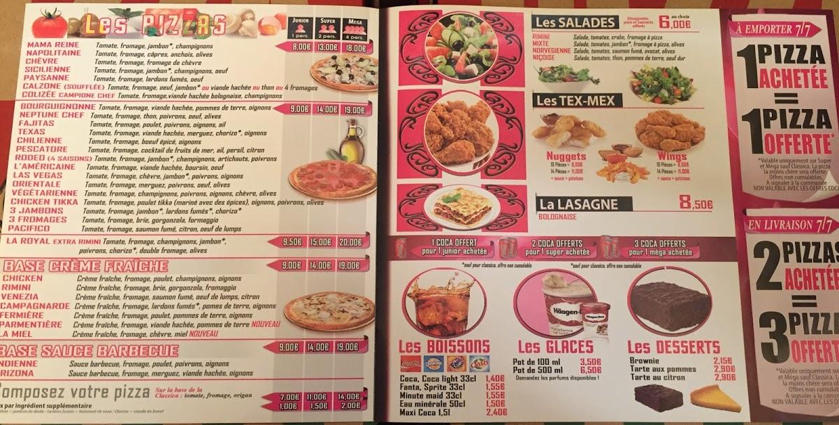 Menu au Pizzas Rimini pizzeria, Montgeron, 131 Av. de la République