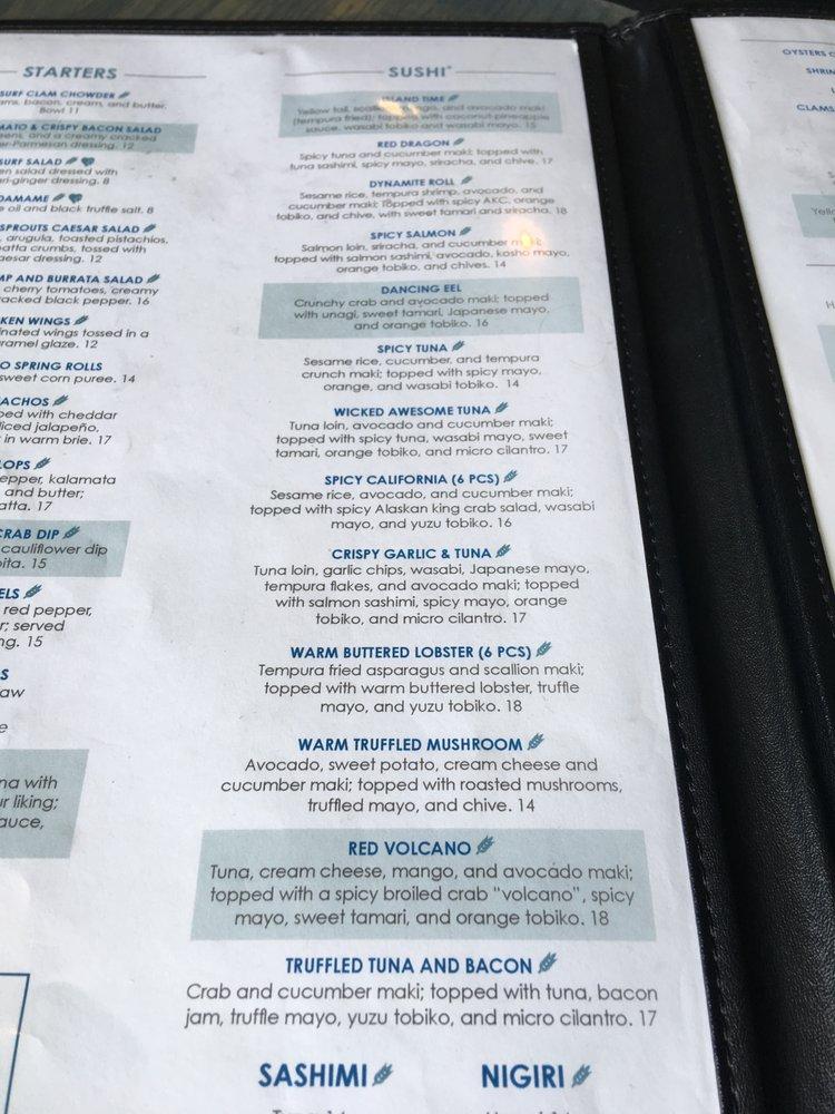 Menu at Surf Portsmouth restaurant, Portsmouth