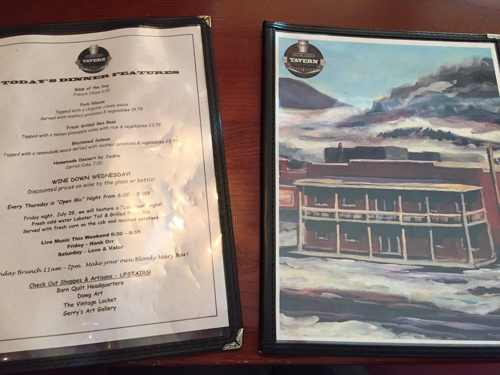 Menu at The Tavern steakhouse, West Jefferson