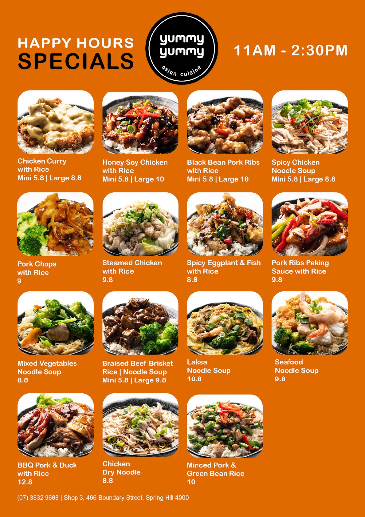 Menu at Yummy Yummy Asian Cuisine restaurant, Spring Hill
