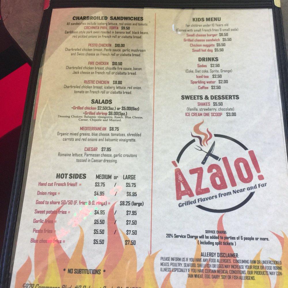 Menu at Azalo! restaurant, Rohnert Park