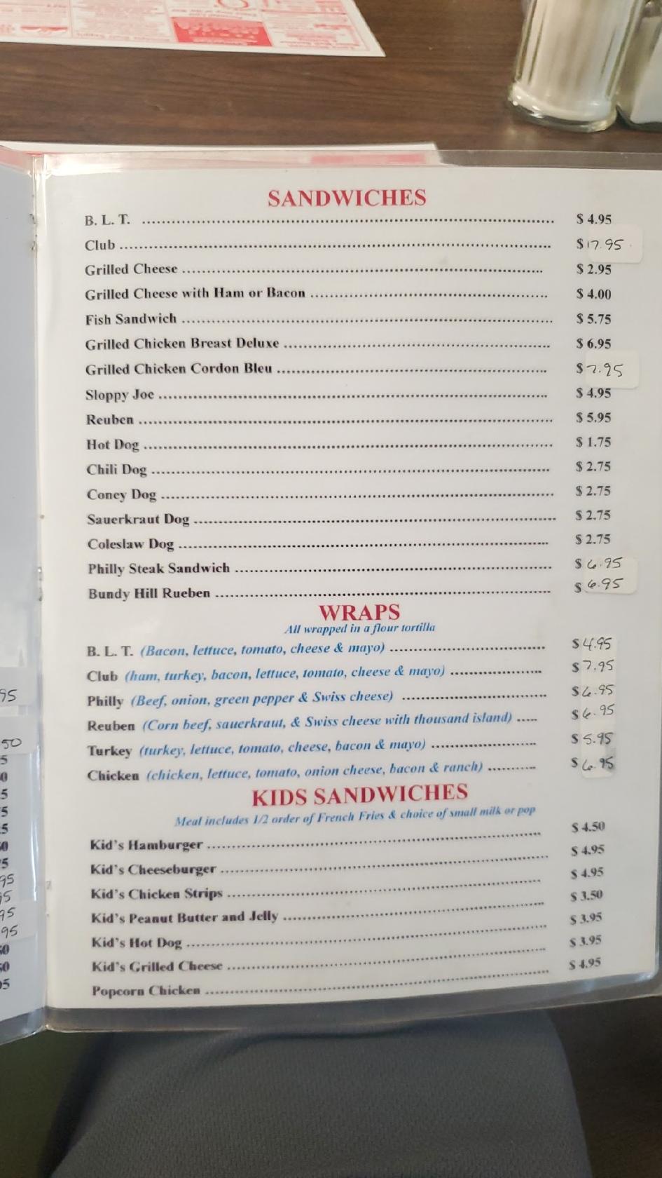 Menu at Bundy Hill Diner L.L.C restaurant, USA