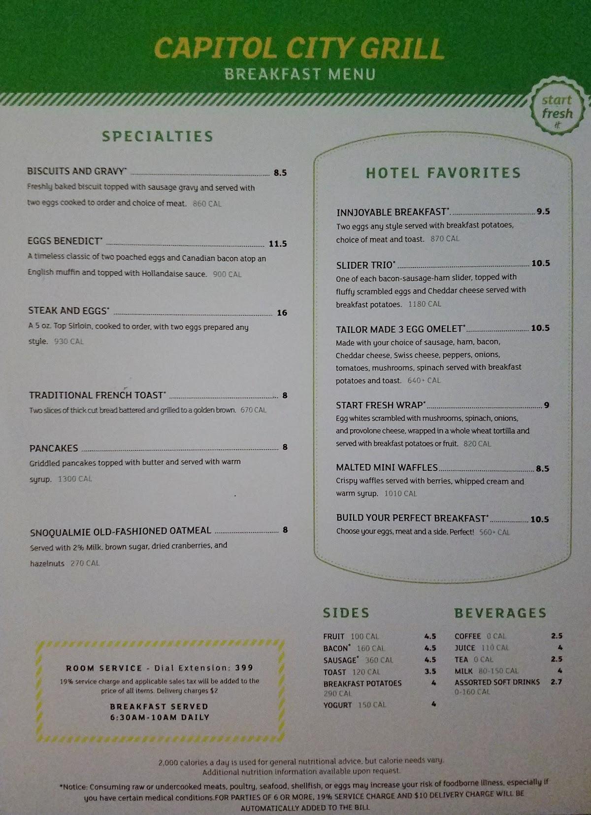 Menu at Capitol City Grill restaurant, Salem, Market St NE