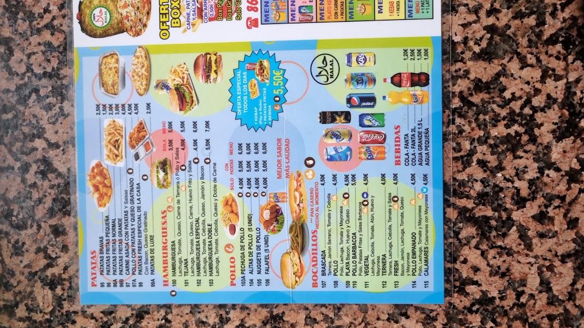 Menu at Fresh Pizzeria Kebab Formentera, Formentera del Segura